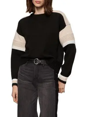 Sanctuary Sporty Stripe Crewneck Sweater - Black/multi