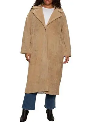 Sanctuary Faux Fur Coat - Warm Camel Beige