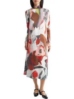 Stine Goya Paint Print Long Sleeve Dress - My Garden