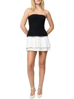 French Connection Azra Strapless Mini Dress - Black Porcelain Cream