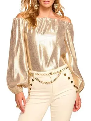 Ramy Brook Esther Off-the-shoulder Metallic Top - Gold