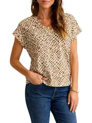 Tommy Bahama Geometric V-neck T-shirt - Coconut