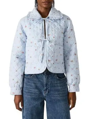 Steve Madden Floral Quilted Jacket - Blurry Floral