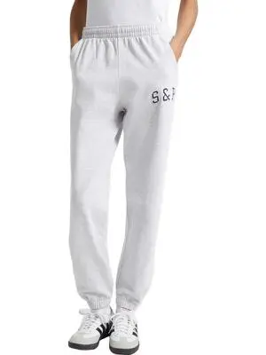 SPORTY & RICH Ivy Cotton Fleece Sweatpants - Heather Gray