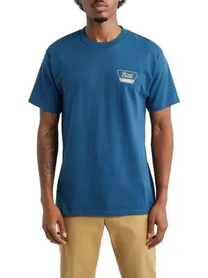 Brixton Linwood Cotton Logo Graphic T-shirt - Harbor Blue/cool Grey/washed