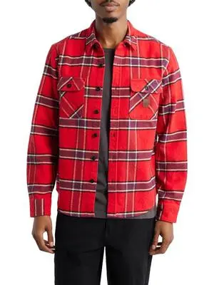 Brixton Bowery Standard Fit Plaid Heavyweight Cotton Flannel Button-up Shirt - Adrenaline Rush