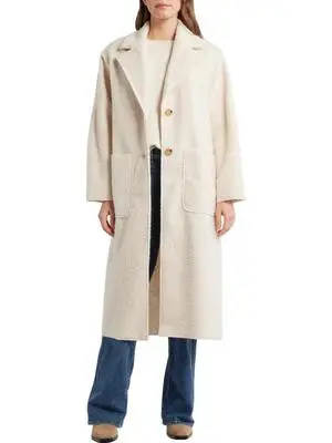 Marine Layer Colette Faux Shearling Longline Coat - Cream