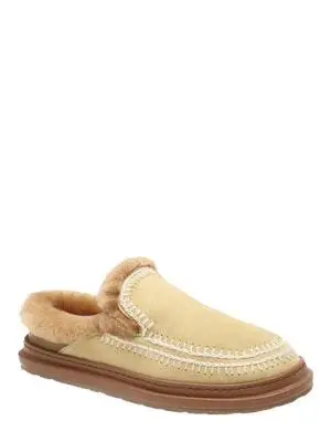 LAIDBACK LONDON Jun 4.1 Genuine Shearling-lined Slipper - Buttermilk Suede/natural