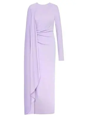 Rachel Gilbert Asymmetrical-sleeve Evening Dress - Purple