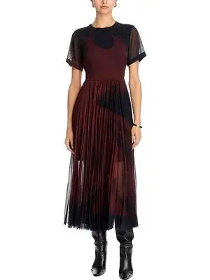 JASON WU Dancing Pleat Dress - Black / Medjool