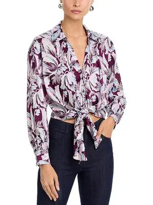 Cinq À Sept Marianna Tulip Print Blouse - Deep Plum
