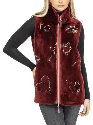 Gorski Reversible Shearling Vest - Wine/xo Lprd