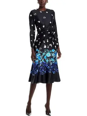Rickie Freeman For Teri Jon Scuba Ruched Dress - Black Multi