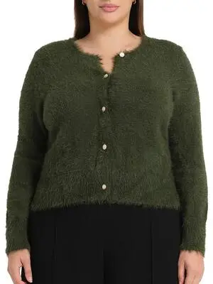 ESTELLE Camille Eyelash Texture Cardigan - Olive