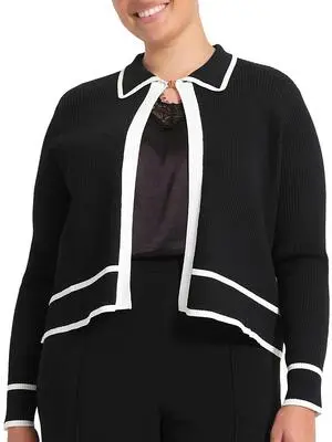 ESTELLE Gracie Contrast Cardigan - Black/ White