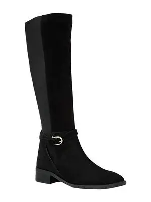 Aquatalia Claudette Buckle Boots - Black Suede