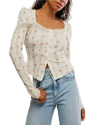 Free People Let's Party Cardigan Top - Tea Combo