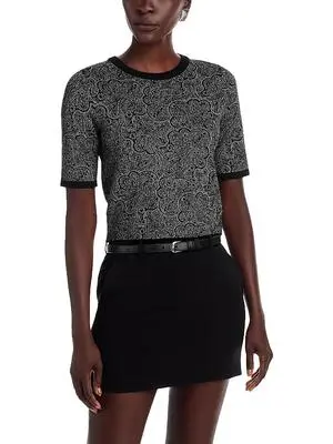 Ramy Brook Rosaline Short Sleeve Top - Platinum Jacquard