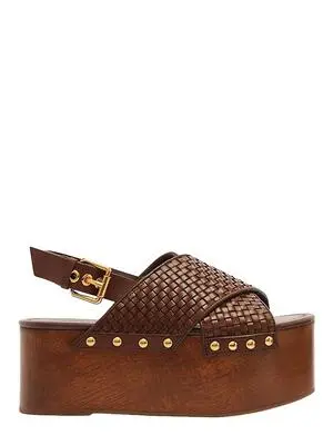 Farm Rio Woven Platform Sandals - Walnut
