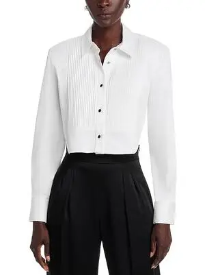 TOCCIN Nic Cropped Tuxedo Shirt - Optic