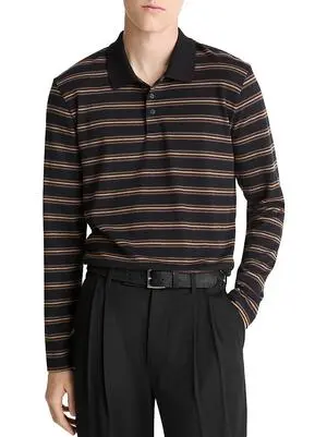 Vince Long Sleeve Polo Sweater - Black Combo