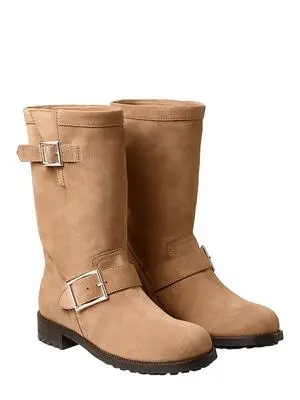 JIMMY CHOO Biker Mid Buckle Boots - Toffee