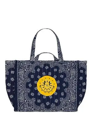 CALL IT BY YOUR NAME Maxi Cabas Quilted Bandana Tote - Navy