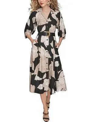 DONNA KARAN NEW YORK Floral Print Shirtdress