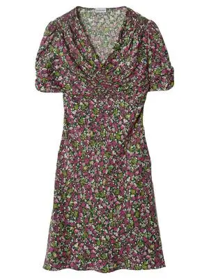 Burberry Floral Washed Silk Mini Dress - Petunia Pink