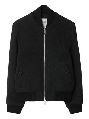 Burberry Wool Bomber Jacket - Dark Charcoal Melange