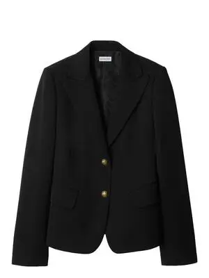 Burberry Grain De Poudre Wool Tailored Jacket - Black