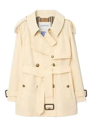 Burberry Fitzrovia Lightweight Cotton Trench Coat - Ceramic White