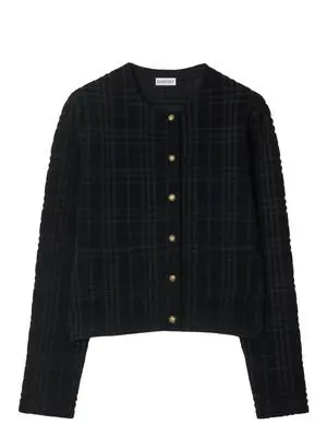 Burberry Wool Blend Check Jacket - Black