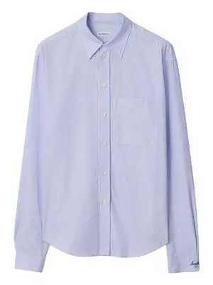 Burberry Regular Fit Striped Cotton Poplin Shirt - Rain White/brilliant Blue