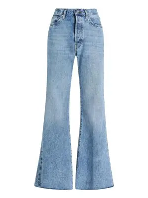 FRAME The Lax Mid-rise Flared Jeans - Light Denim