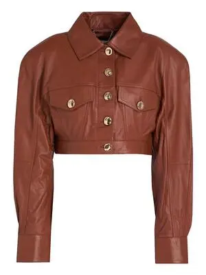 Zimmermann Cropped Leather Jacket - Brown