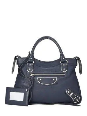 Balenciaga Metallic Edge Classic City Bag - Navy
