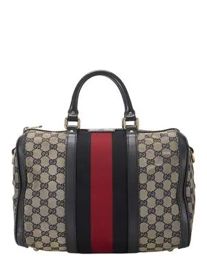 GUCCI Gucci Original GG Vintage Web Boston Bag Medium