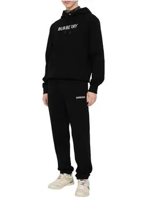 Burberry Logo Cotton Jogging Pants - Black