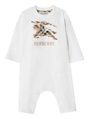 Burberry Ekd Check Cotton Jumpsuit - White