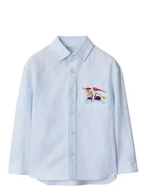 Burberry Striped Cotton Oxford Shirt - Pale Blue