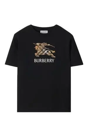 Burberry Ekd Check Cotton T-shirt - Black