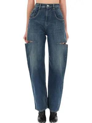 MAISON MARGIELA Cropped Jeans With Frayed Hem - Blue