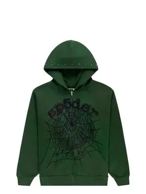 SP5DER Studded Zip Hoodie - Green