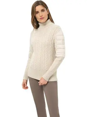 Anatomie Cableknit And Nylon Padded Sweater - Stone