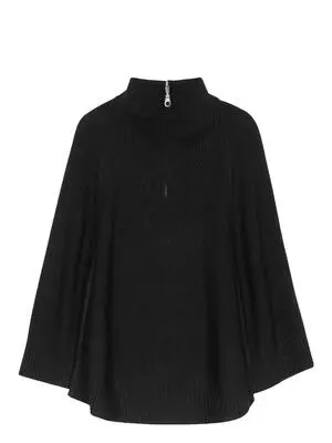 Echo Texture Knit Cape - Black