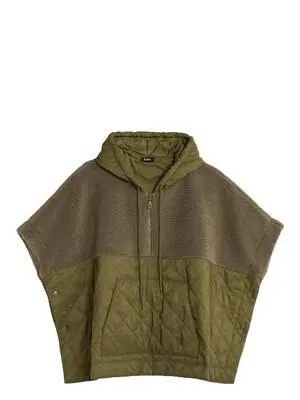 Echo Quilted Hooded Poncho - Olive