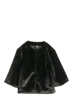Echo Fur Jacket With Raglan Sleeves - Black