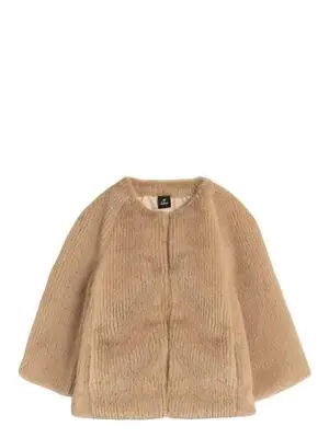Echo Fur Jacket With Raglan Sleeves Camel