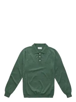 WOLF VS. GOAT (WVG) Wool Knitted Long Sleeve Polo - Abete